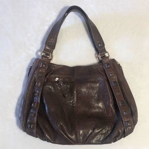 Junior Drake | Bags | Junior Drake Brown Leather Shoulder Bag With ...